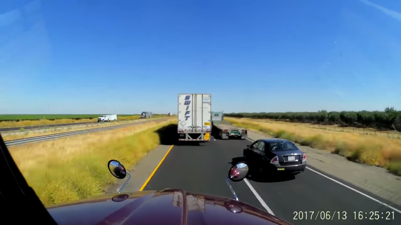 Trucker's Dash Cam Shows Unsafe Move By An Impatient Driver Trucker's Dash Cam Shows Unsafe Move By An Impatient Driver